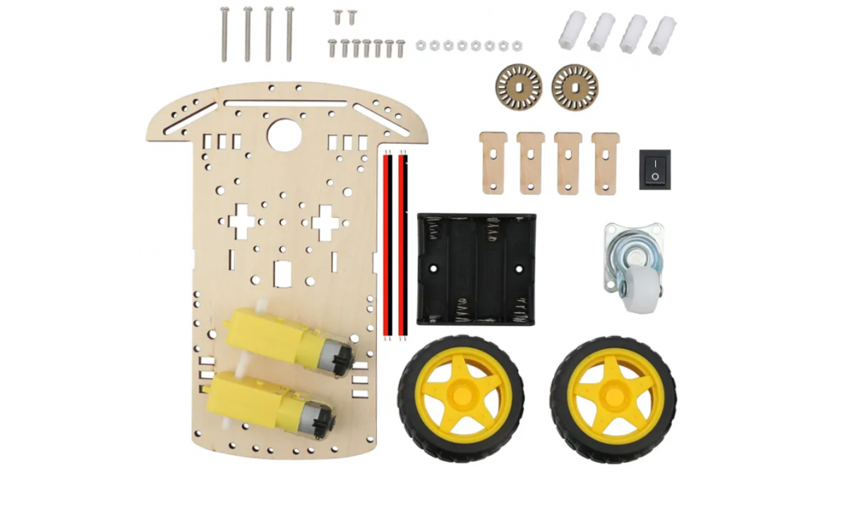 Kit Carro Smart Robot Chasis 2WD En Madera Seguidor Arduino