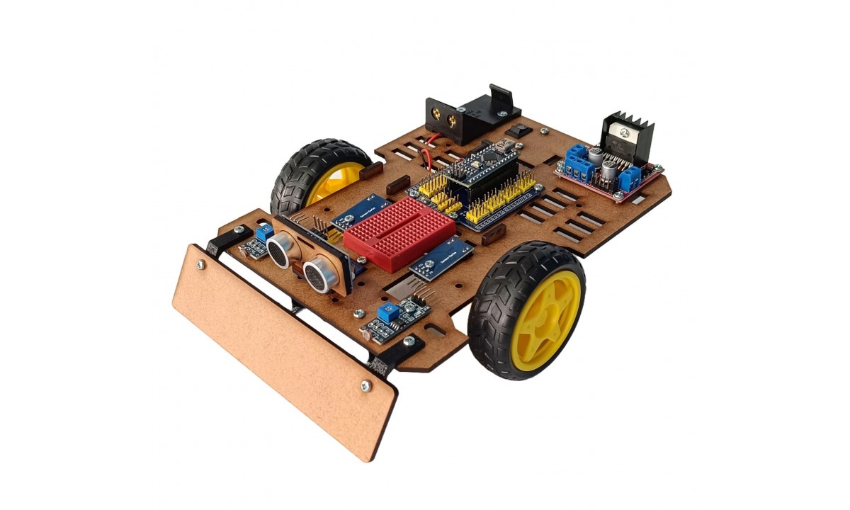 Chasis Robotico Robot Seguidor Linea 1 nivel 2 ruedas en Madera MDF