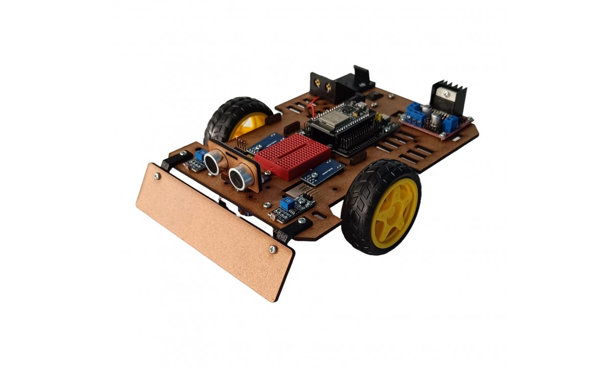 Chasis Robotico Robot Seguidor Linea 1 nivel 2 ruedas en Madera MDF