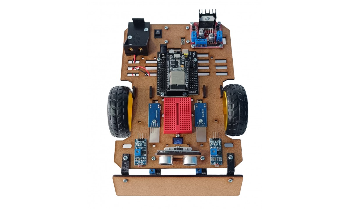 Chasis Robotico Robot Seguidor Linea 1 nivel 2 ruedas en Madera MDF